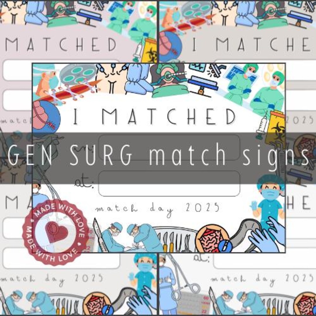 GENERAL SURGERY Match Day Sign 2025 (digital File), Residency Match ...