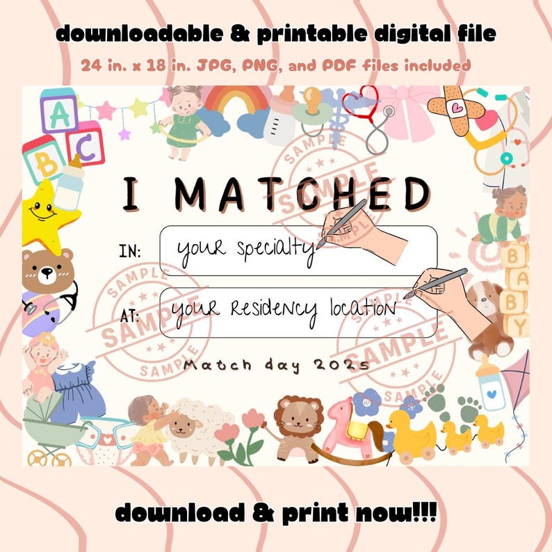Match Day Sign for the 2025 Residency Match (digital File) PEDIATRICS ...