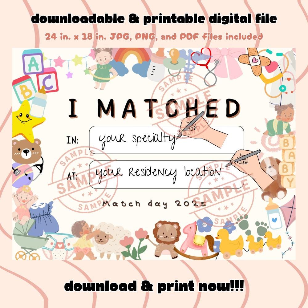 Match Day Sign for the 2025 Residency Match (digital File) PEDIATRICS ...