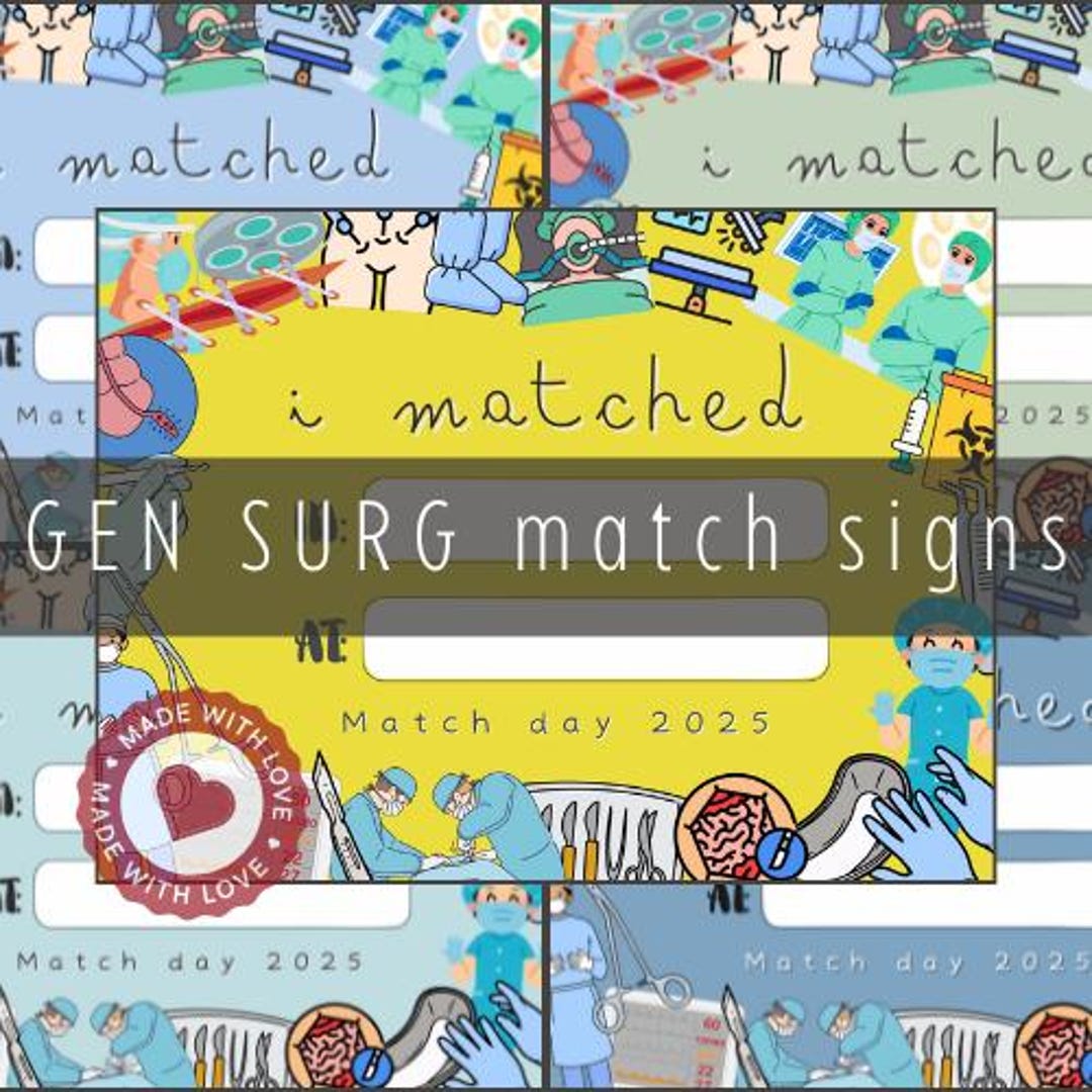 GENERAL SURGERY Match Day Sign 2025 (digital File), Residency Match ...