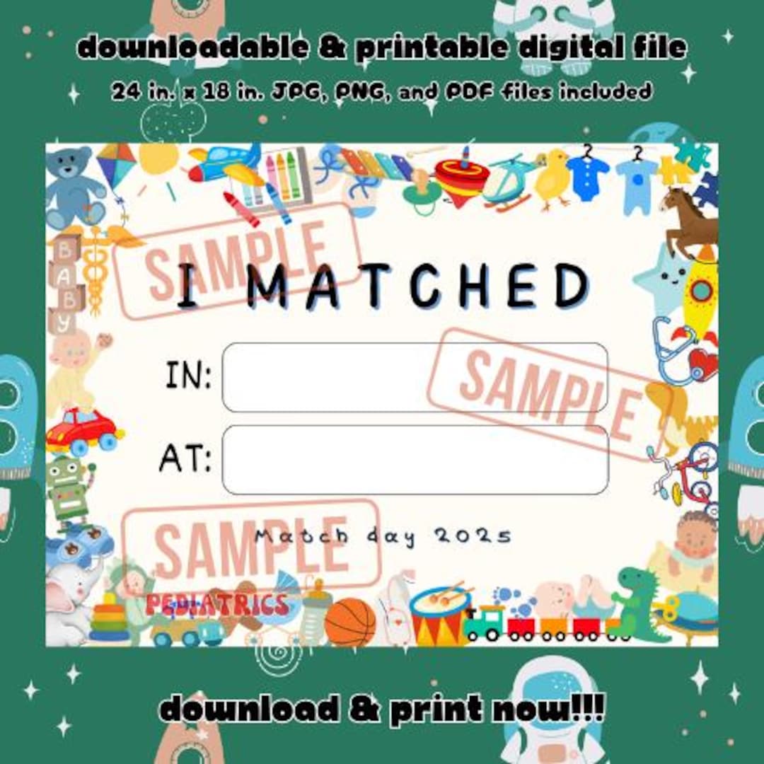 Match Day Sign for the 2025 Residency Match (digital File) PEDIATRICS ...