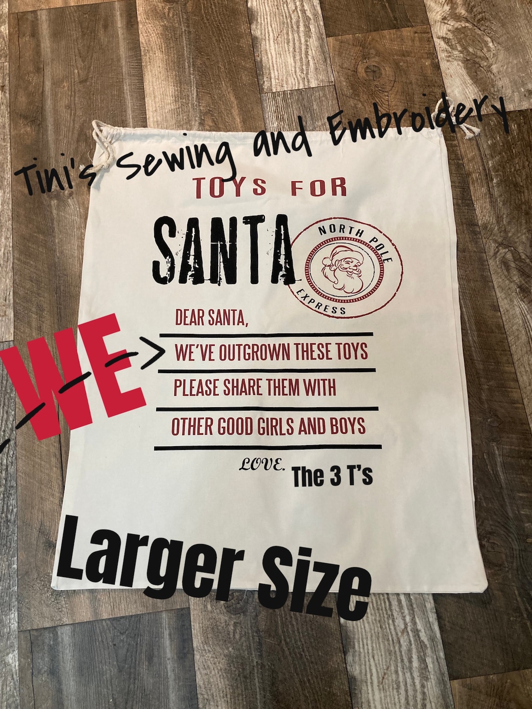 Personalized Christmas Toy Donation Sack: "toys for Santa" Cotton Bag ...
