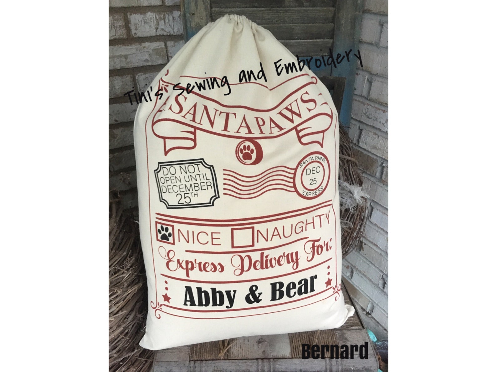 Santa Paws Santa Sack Pet Santa Bag Drawstring Sack - Etsy