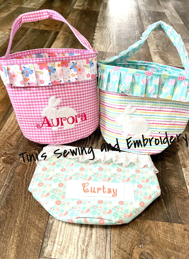 Personalized Easter Basket: Embroidered Bunny Canvas Candy Bucket - Etsy