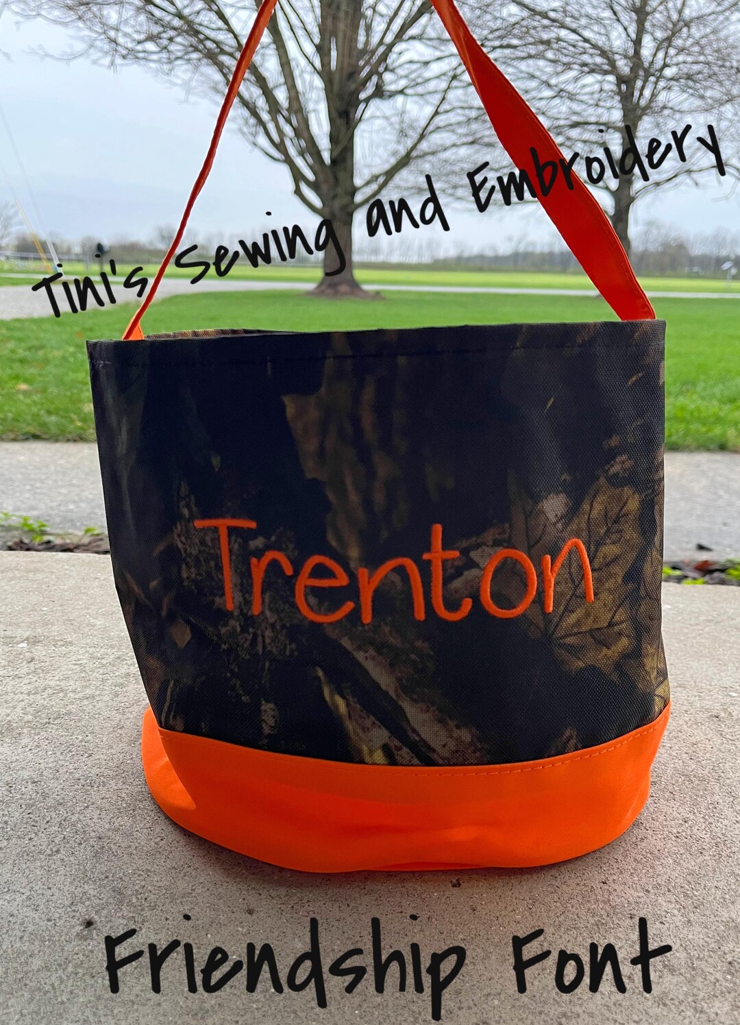 Personalized Orange Camo Candy Easter Basket: Embroidered Halloween ...