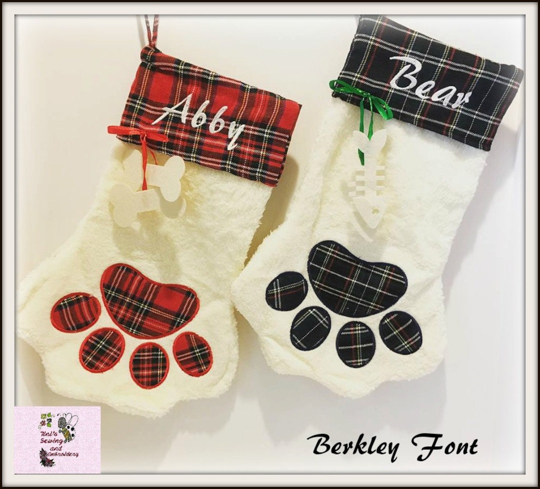 Personalized Pet Christmas Stocking: Embroidered Paw Print Stocking ...