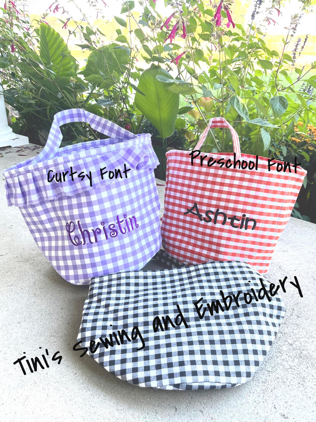 Personalized Ruffle Plaid Basket, Children's Holiday Fabric Gift Bucket ...
