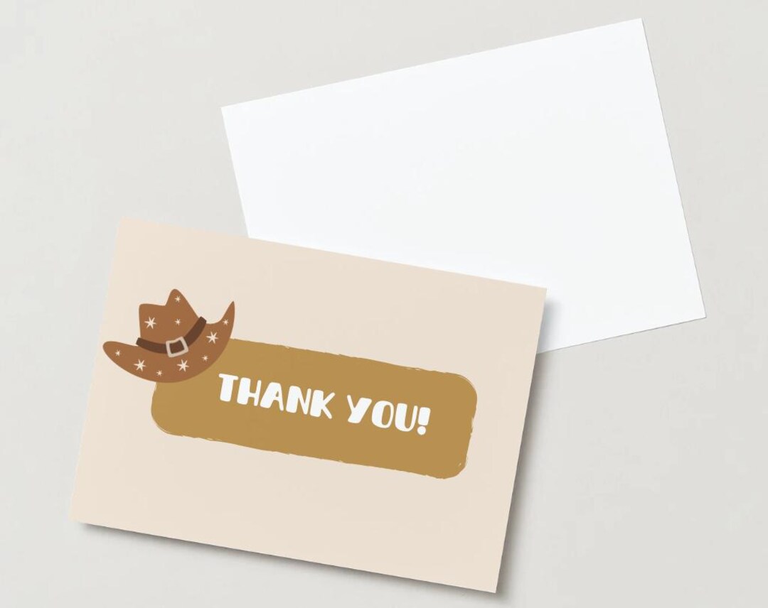Cowboy Thank You Card Digital Download - Etsy
