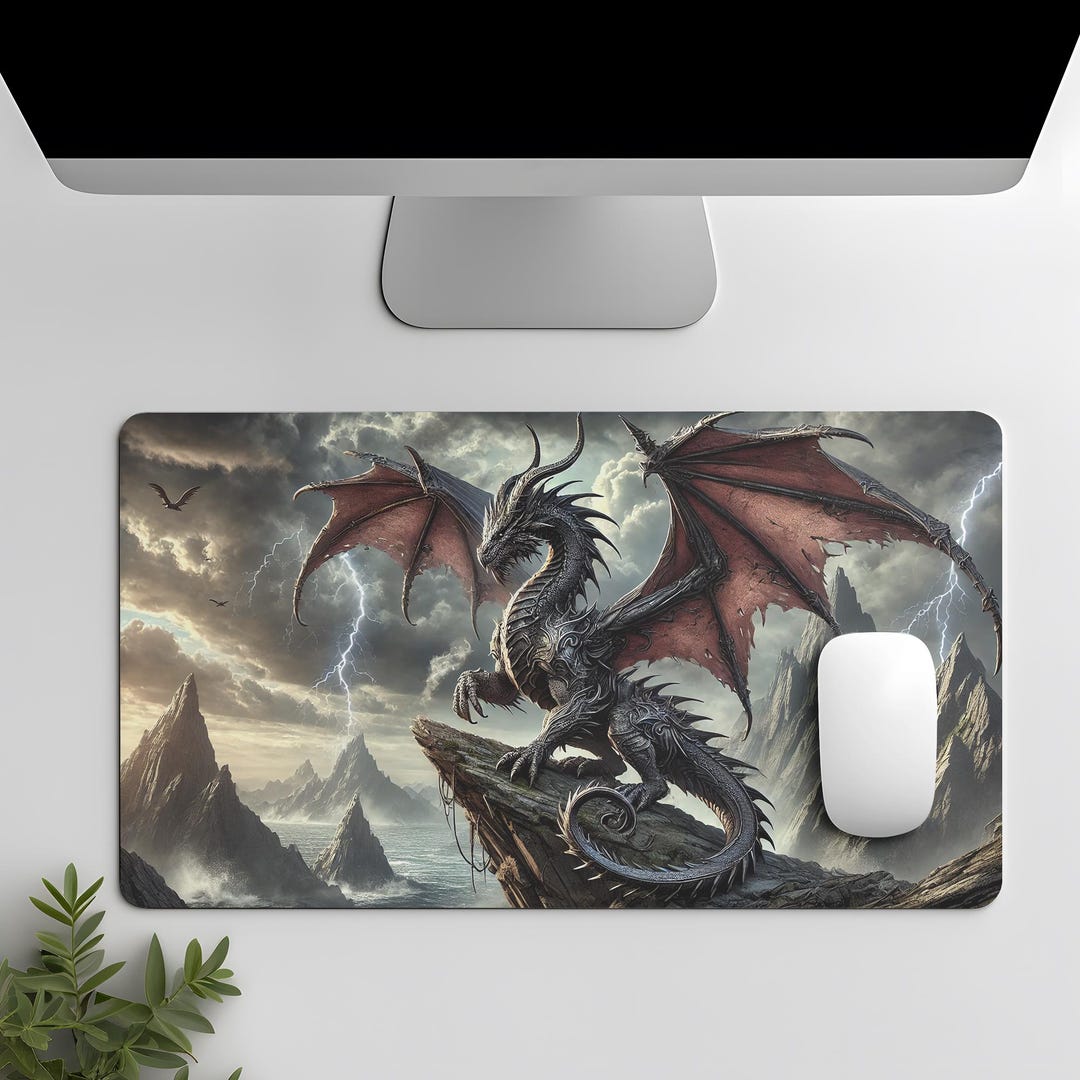 Epic Dragon Desk Mat, Fantasy Gaming Desk Mat, Mythical Creature Desk ...