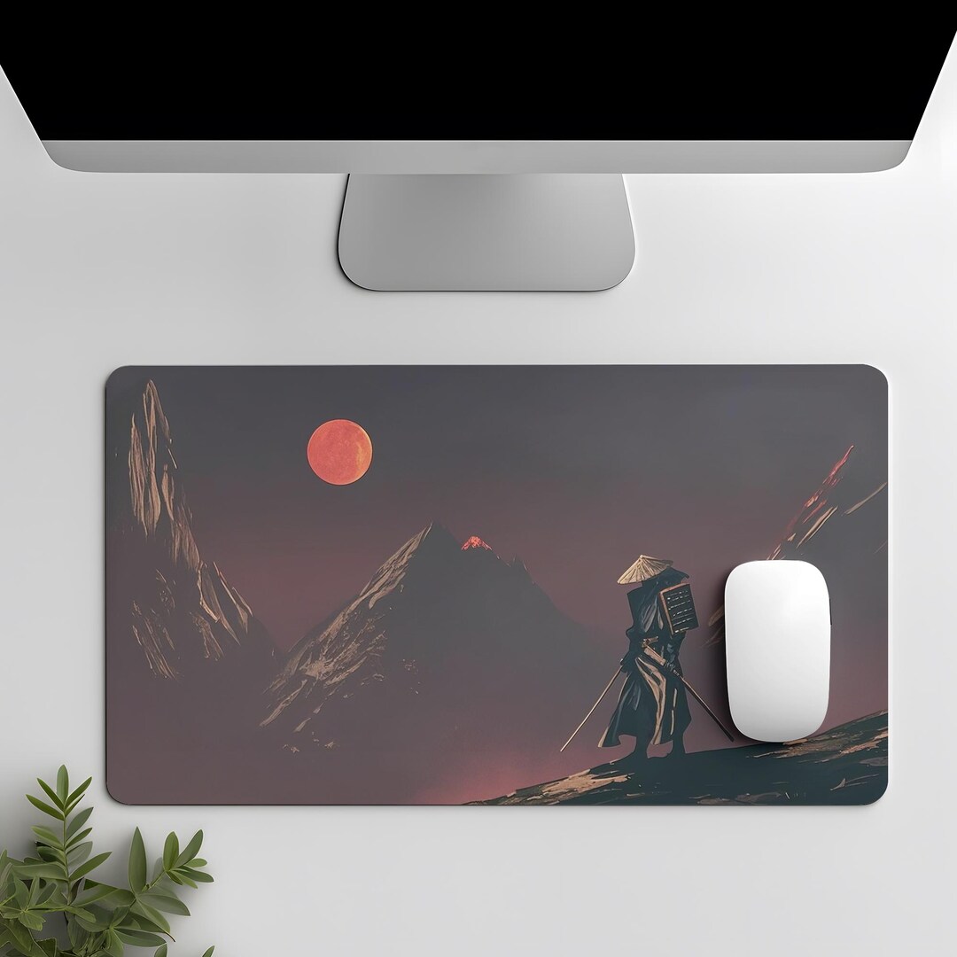 Samurai Warrior Desk Mat ,japanese Ronin Mouse Pad, Dark Aesthetic ...