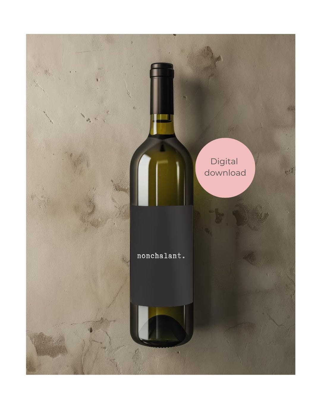 Wine Label, Nonchalant, Printable Wine Label, Downloadable Wine Label ...