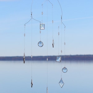 Geometric Stained Glass and Crystal Hanging Mobile - Etsy