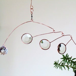 Kinetic Mobile Art - Cosmic Constellations - Glass Crystal and Copper ...