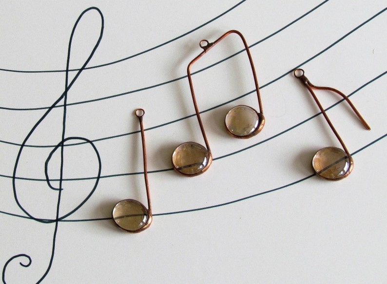 Three Glass Musical Notes Peach Champagne and Copper | Etsy