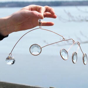 Kinetic Mobile Art - Cosmic Constellations - Glass Crystal and Copper ...
