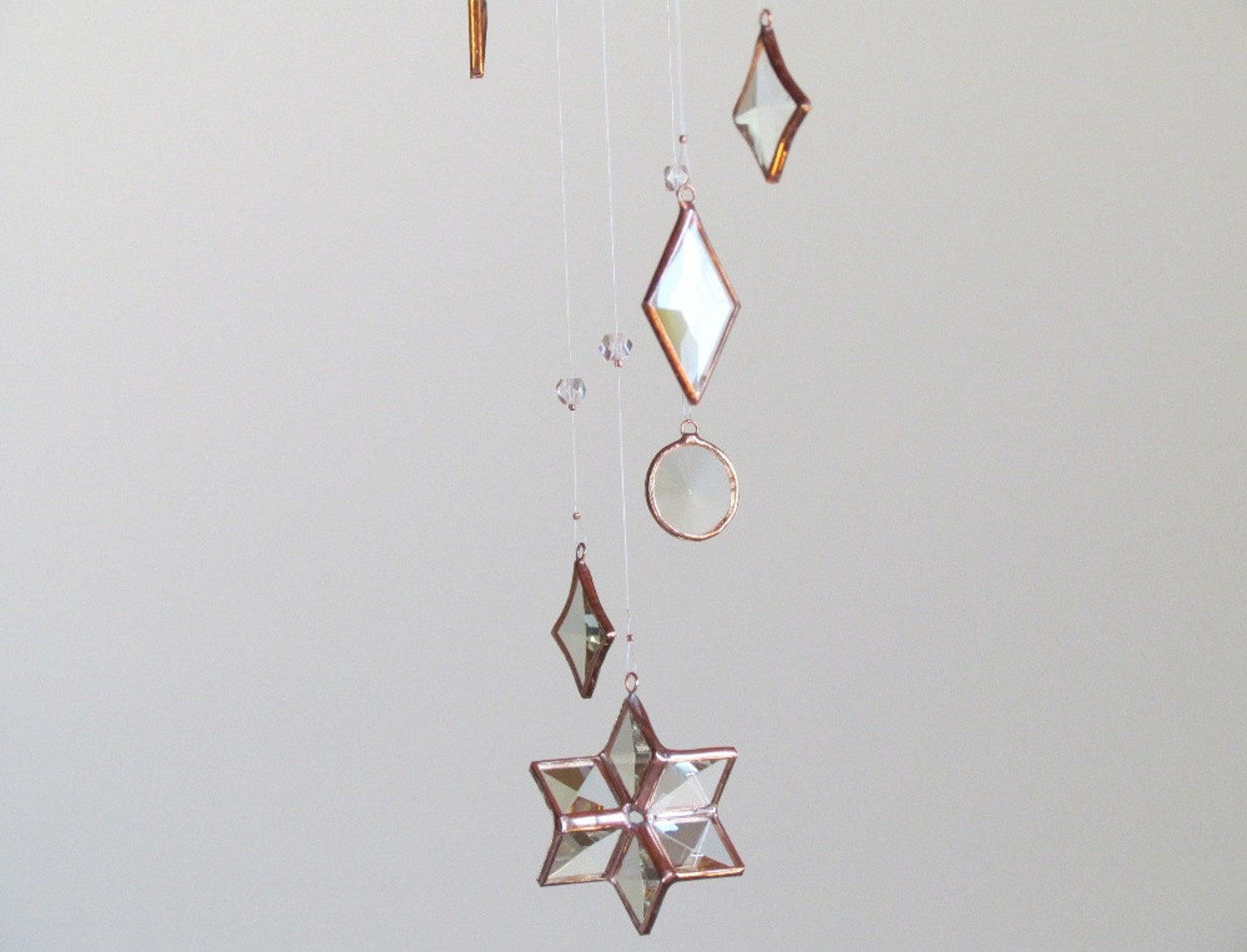 Geometric Mobile of Glass Crystal and Copper - Etsy