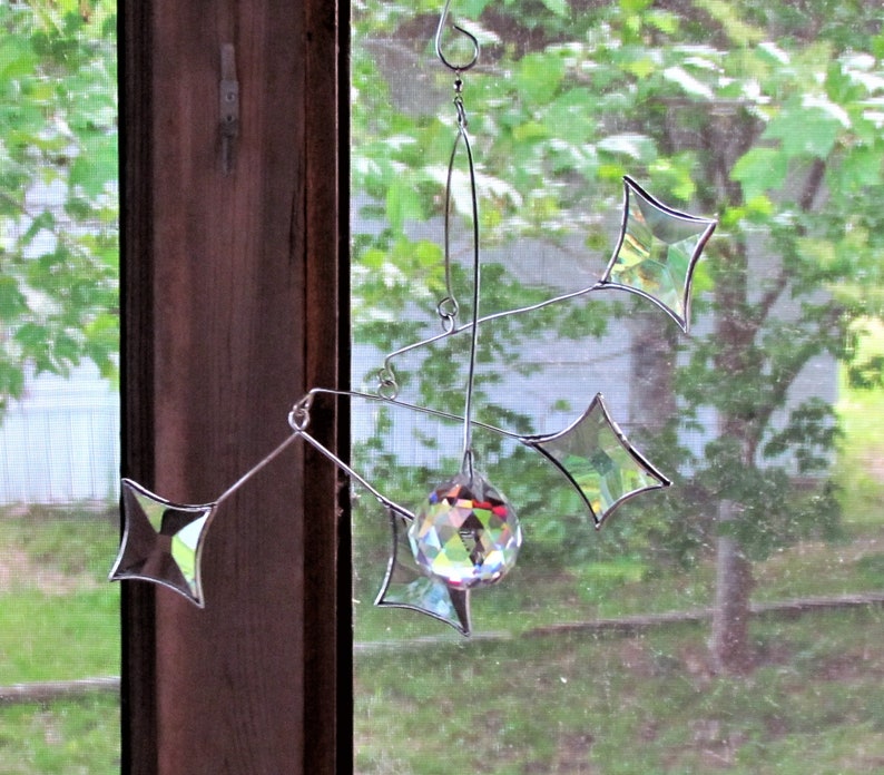 Hanging Mobile Moon and Stars Glass Crystal and Wire | Etsy