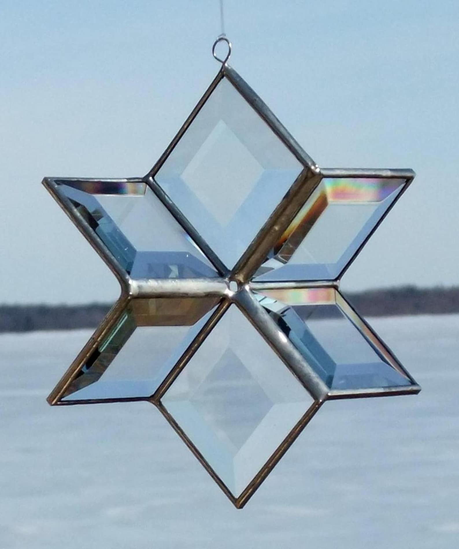 3D Clear Geometric Stained Glass Star Ornament Suncatcher - Etsy