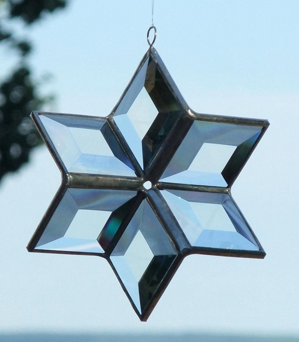 Clear Beveled Stained Glass Star Suncatcher 3D Six Point - Etsy
