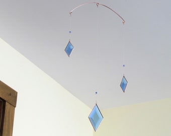 Geometric Mobile of Glass Crystal and Copper | Etsy