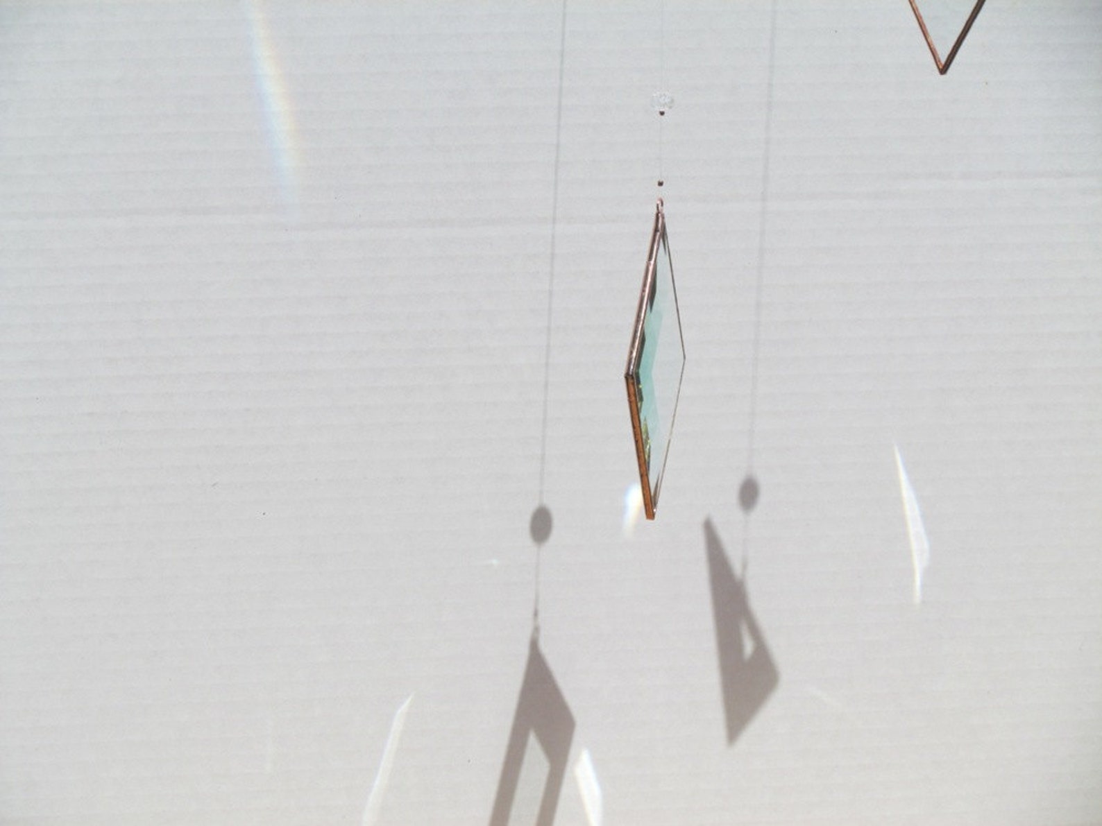 Hanging Mobile Geometric Glass Crystal and Copper Mobile of Triangles ...