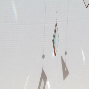 Hanging Mobile Geometric Glass Crystal and Copper Mobile of Triangles ...