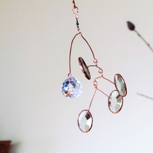 Kinetic Mobile Art - Cosmic Constellations - Glass Crystal and Copper ...