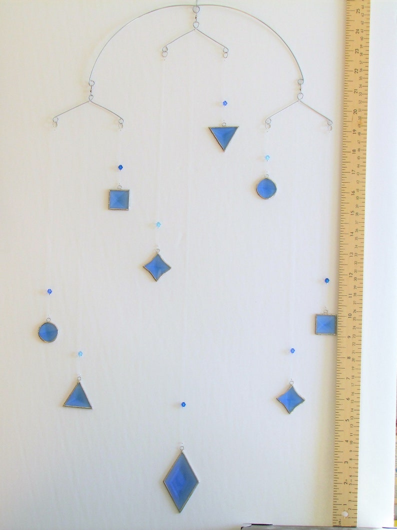 Blue Glass Crystal Hanging Mobile Blue Sparkling Geometric Art - Etsy