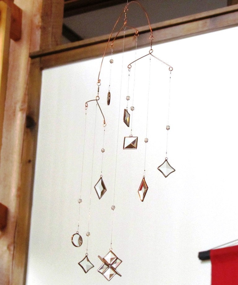 Geometric Hanging Mobile of Glass Crystal and Copper - Etsy