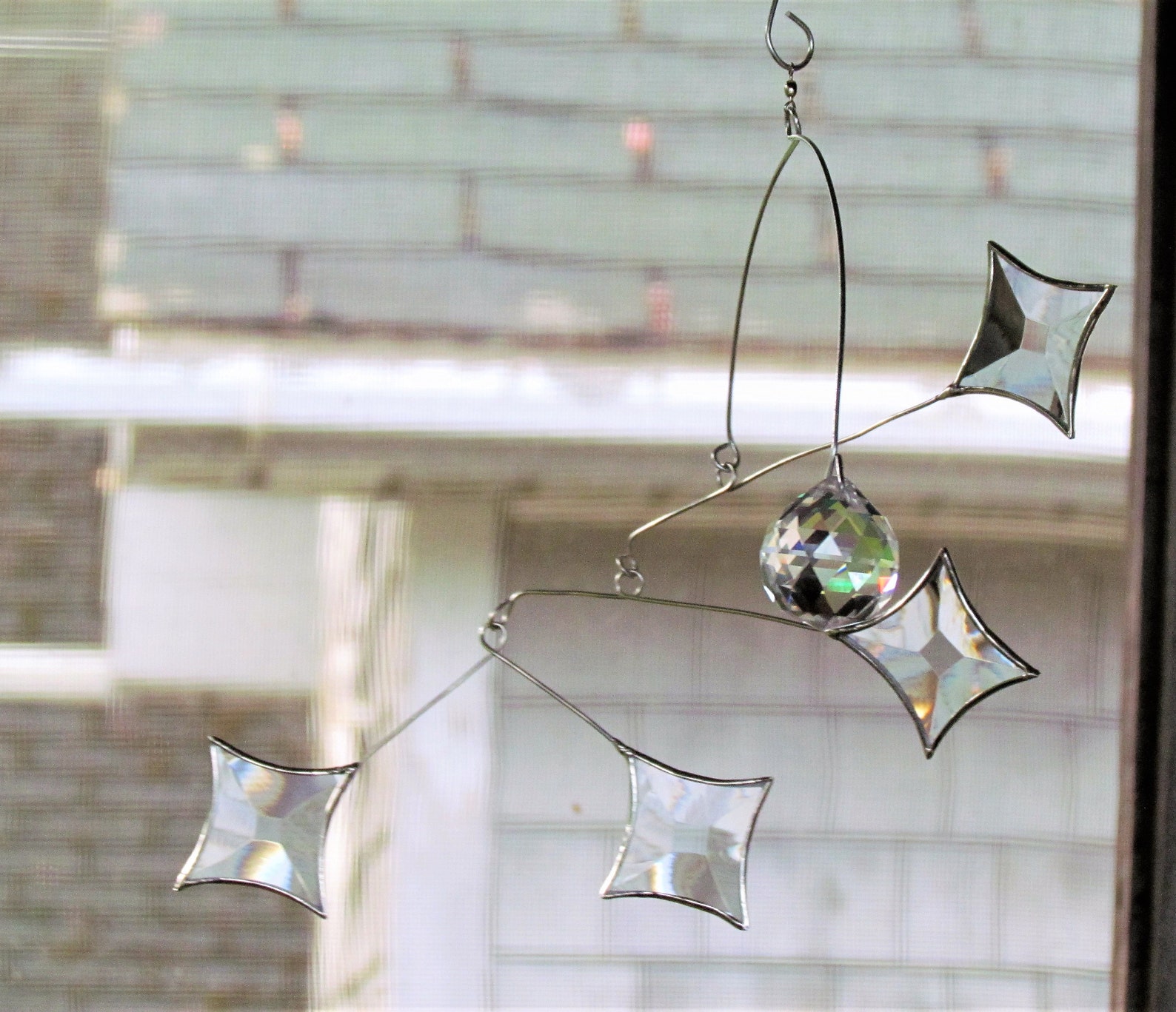 Hanging Mobile Moon and Stars Glass Crystal and Wire | Etsy