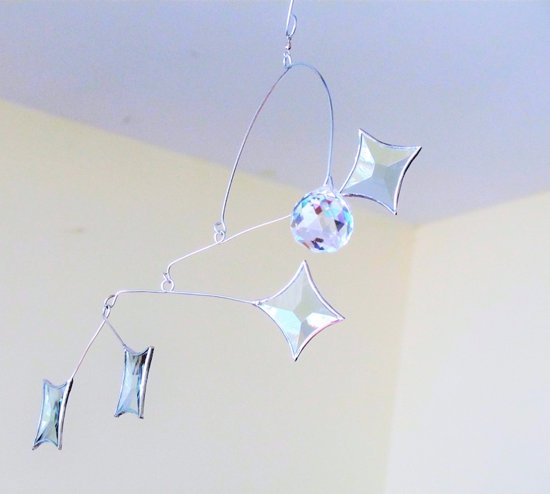 Hanging Mobile - Moon and Stars - Glass Crystal and Wire Cosmic ...