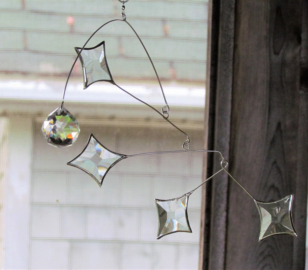 Hanging Mobile Moon and Stars Glass Crystal and Wire - Etsy