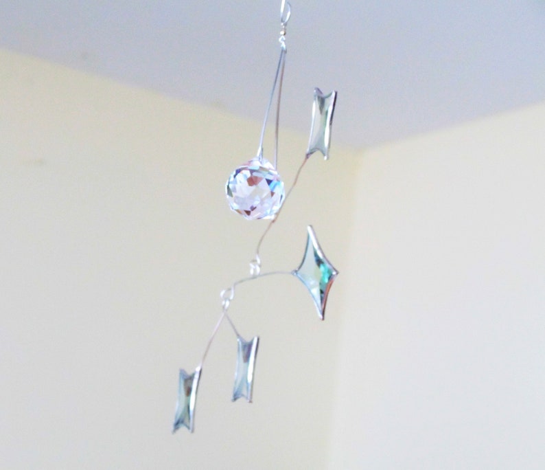 Hanging Mobile Moon and Stars Glass Crystal and Wire | Etsy
