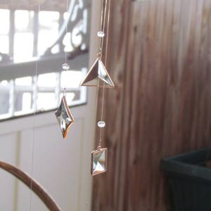 Hanging Geometric Mobile: Glass Crystal & Copper Stained Glass Art - Etsy