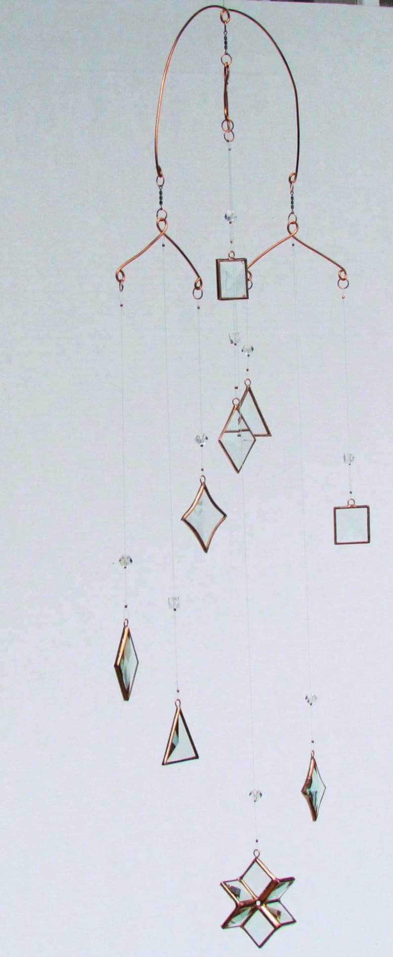Hanging Geometric Mobile Glass Crystal Copper Handmade Stained - Etsy