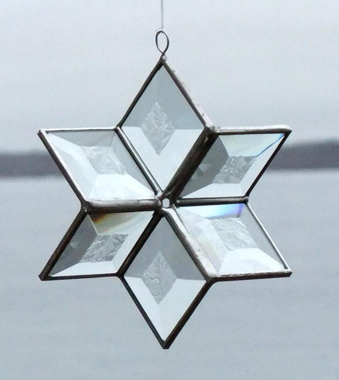 3D Clear Frosty and Silver Stained Glass Star Suncatcher - Etsy