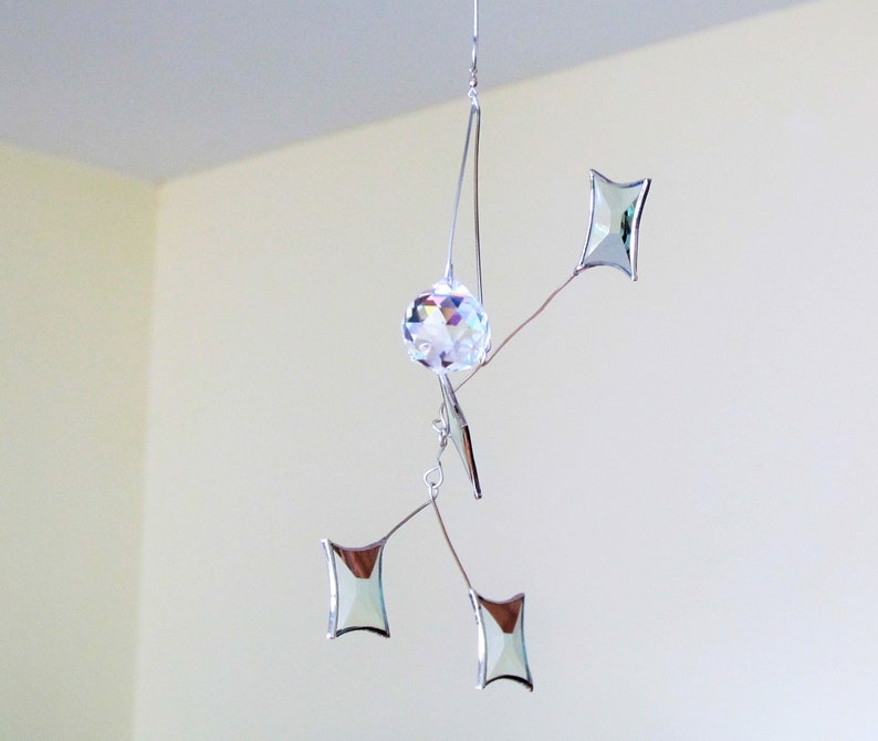 Hanging Mobile Moon and Stars Glass Crystal and Wire | Etsy