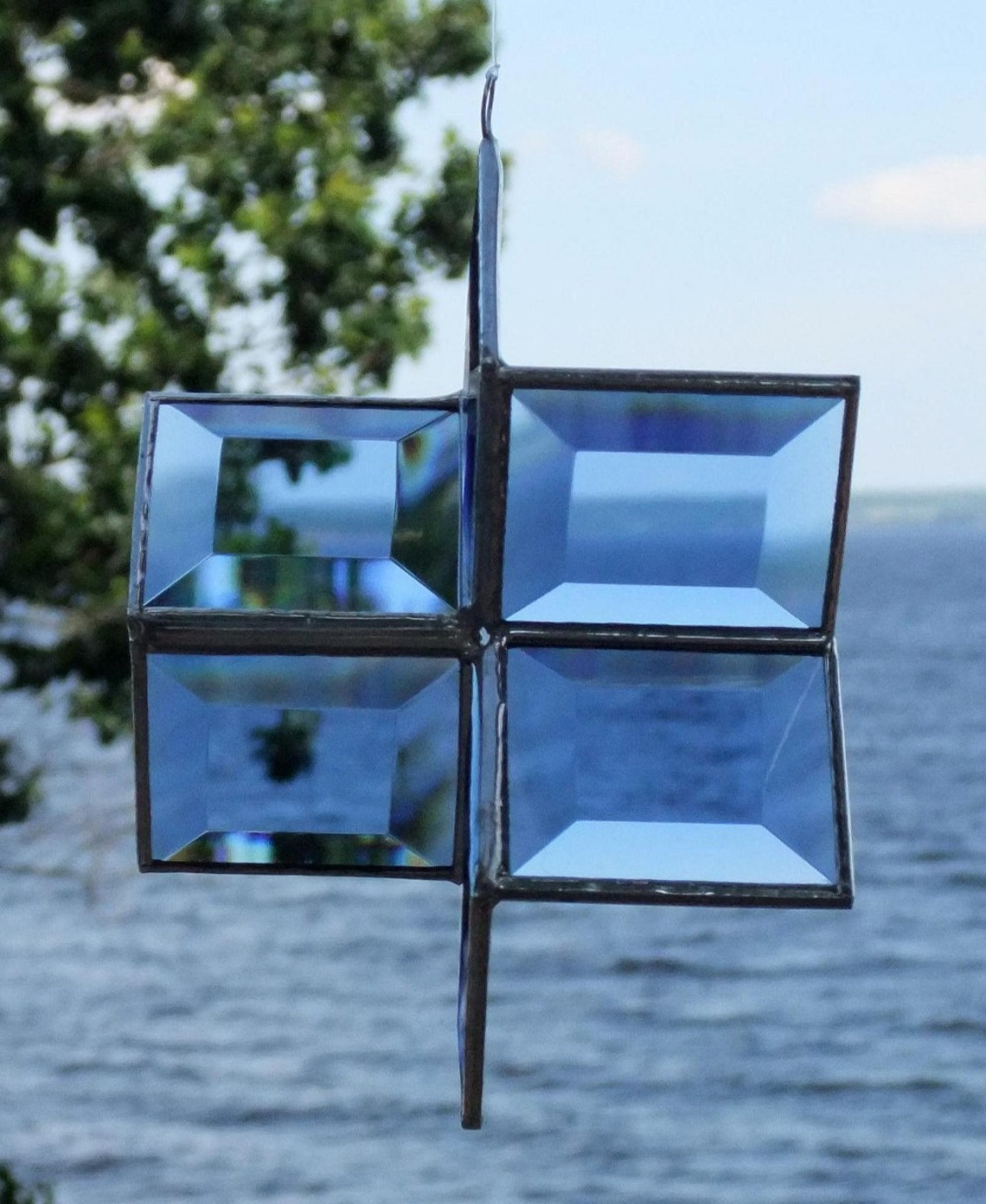 Morphing Star Blue Beveled Stained Glass Suncatcher - Etsy