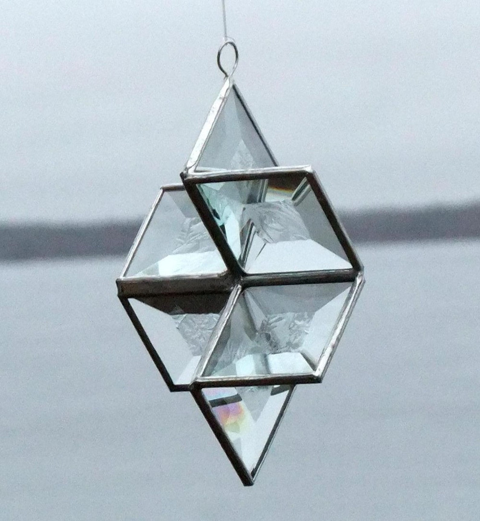 3D Clear Frosty and Silver Stained Glass Star Suncatcher - Etsy