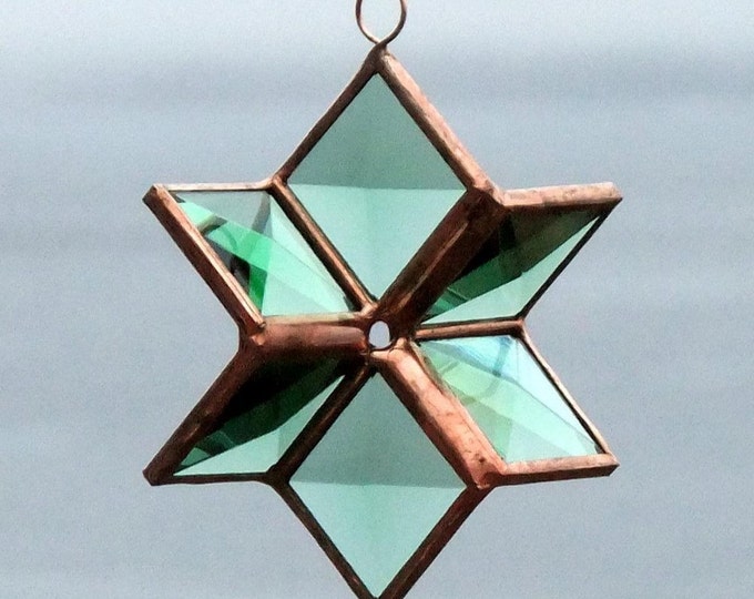 Three Dimensional Green Beveled Stained Glass Star With Copper - Etsy
