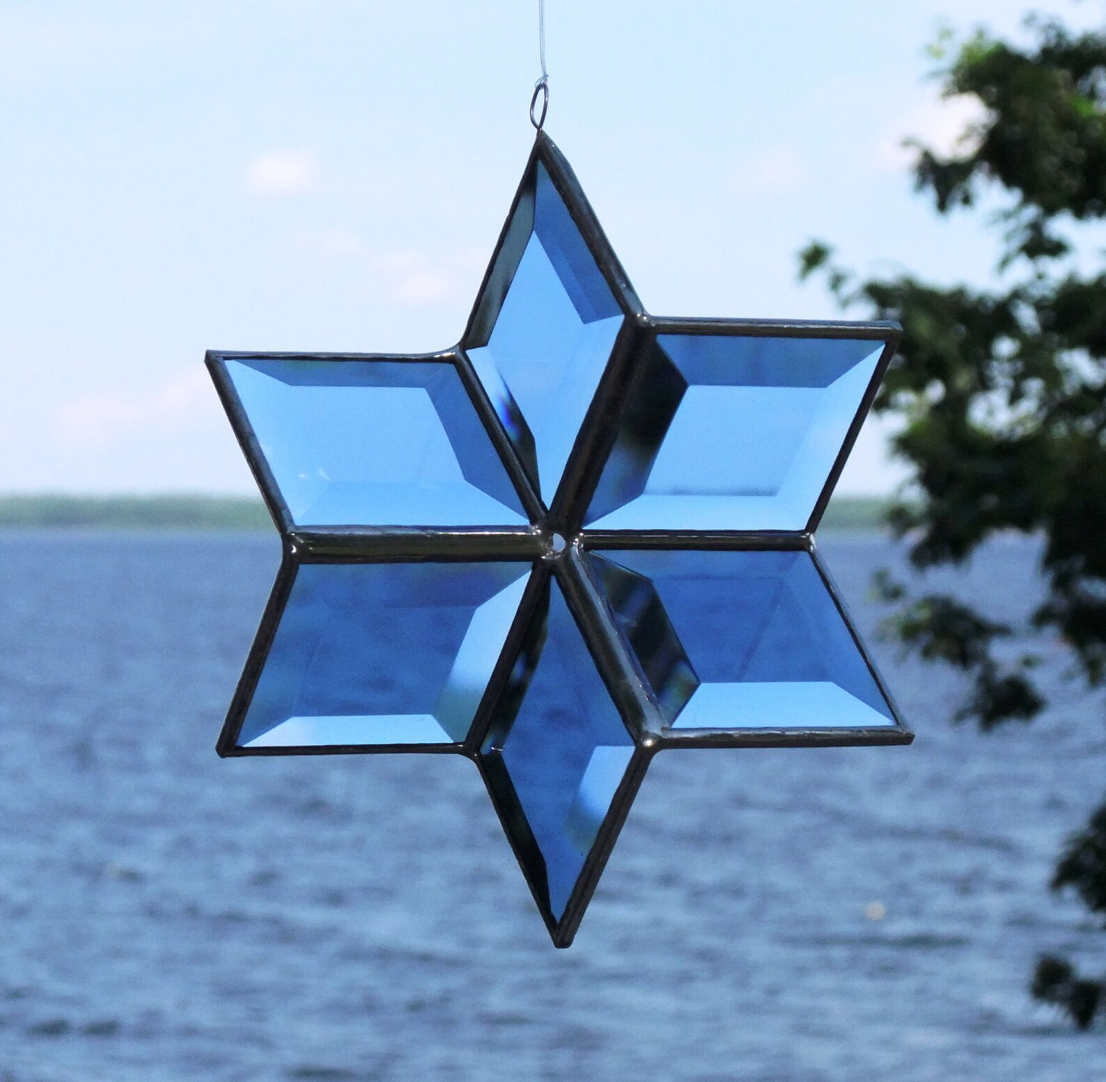 Morphing Star Blue Beveled Stained Glass Suncatcher - Etsy