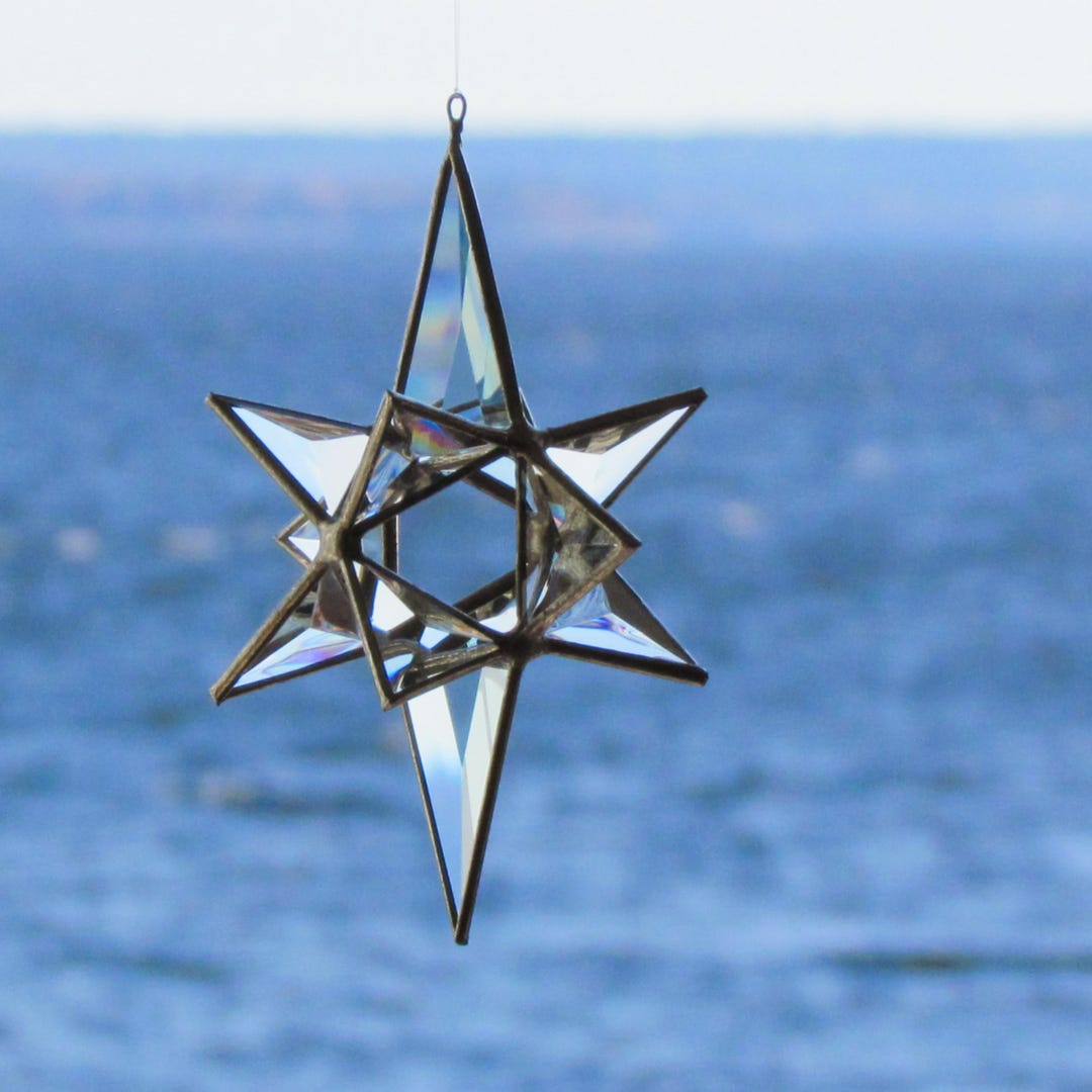 Glass Crystal Star of Bethlehem Suncatcher: Handmade Hanging North Star ...
