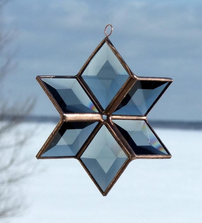 3D Gray and Copper Beveled Stained Glass Star Suncatcher - Etsy