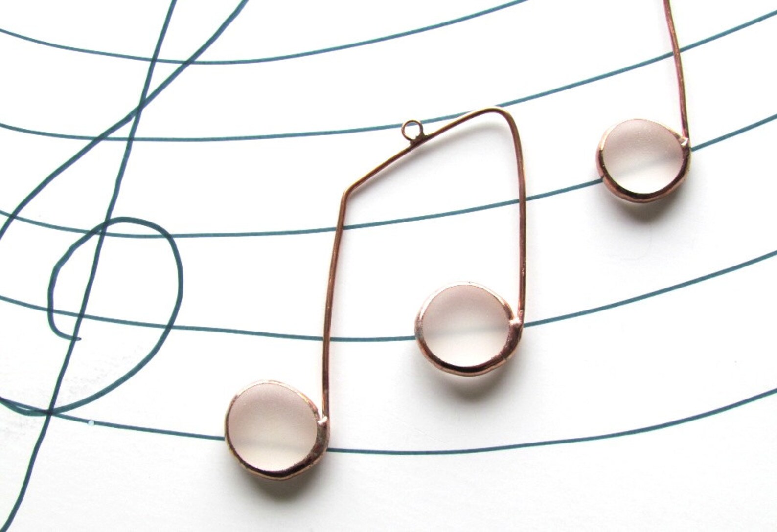 Three Glass Musical Note Suncatchers Glass and Copper - Etsy