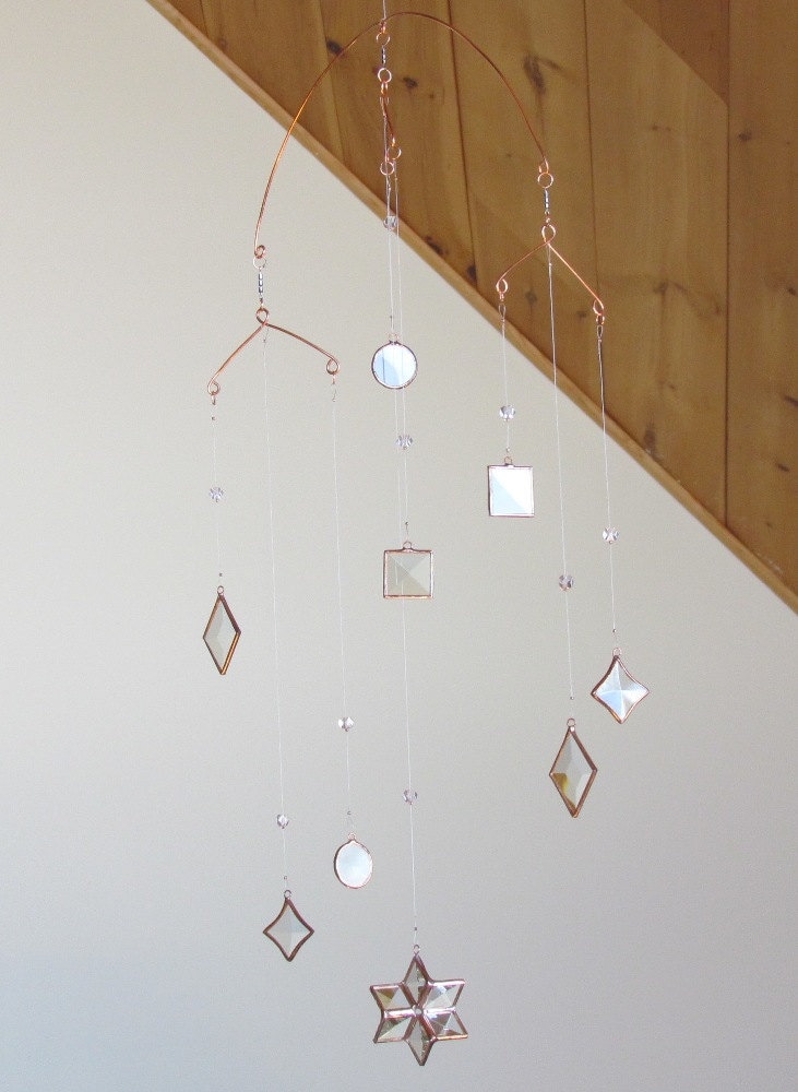 Geometric Hanging Mobile of Glass Crystal and Copper - Etsy
