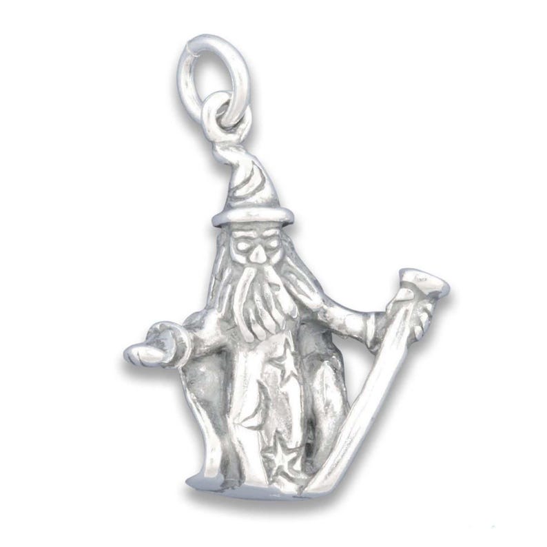 Wizard Warlock Magic Sorcerer 3D 925 Sterling Silver Charm for Bracelet ...