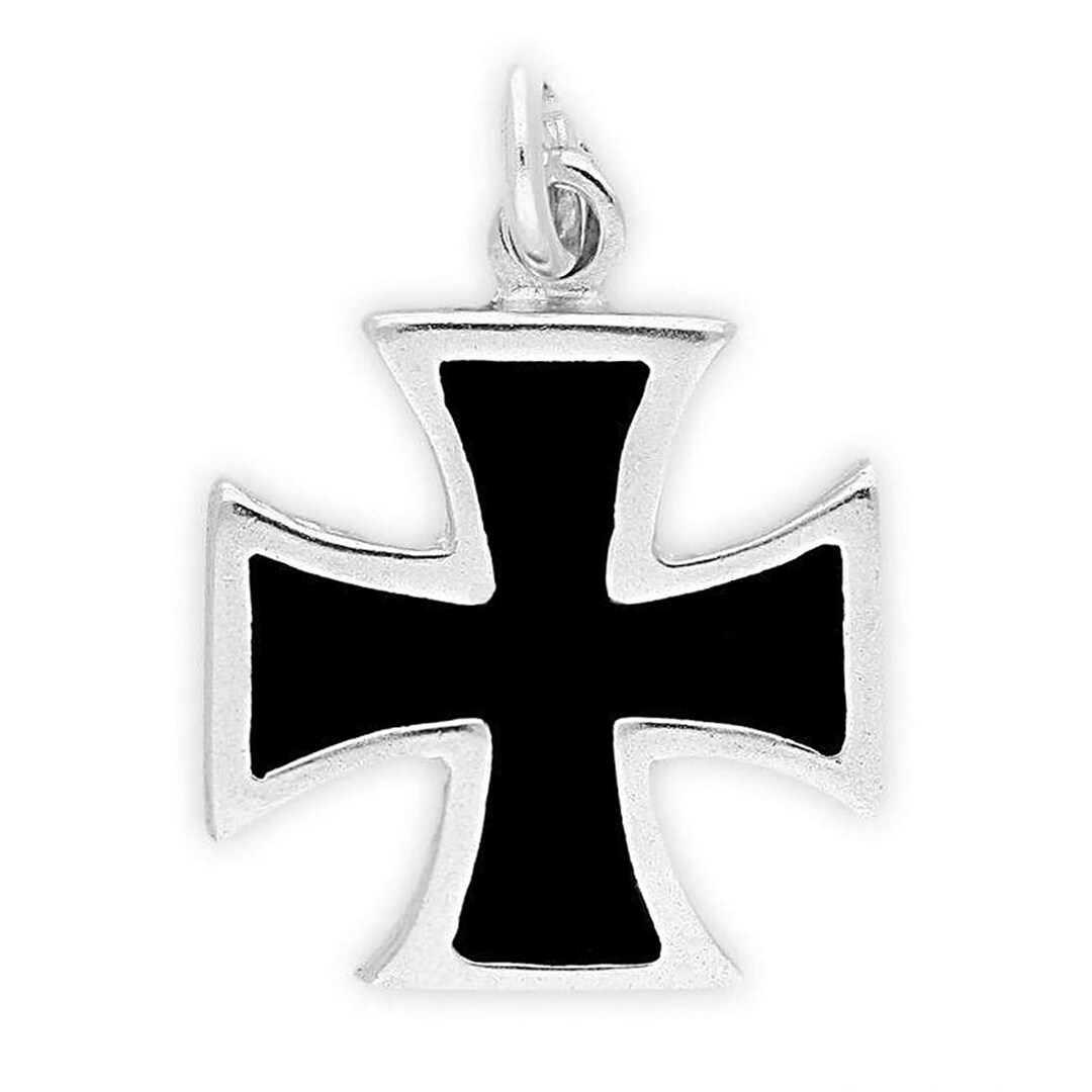 Black Enamel Maltese Pattee Cross 925 Sterling Silver Charm for ...