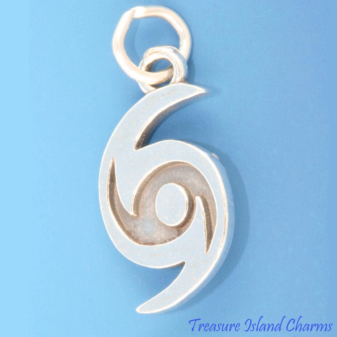 Sterling Silver Hurricane Symbol Charm, Typhoon Cyclone Storm Pendant ...