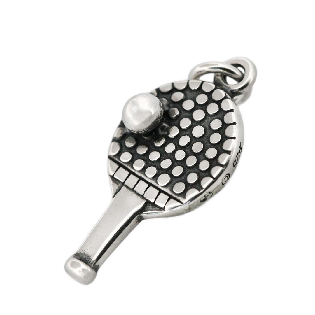 Ping-pong Paddle and Ball 3D Sterling Silver Charm, Table Tennis Racket ...