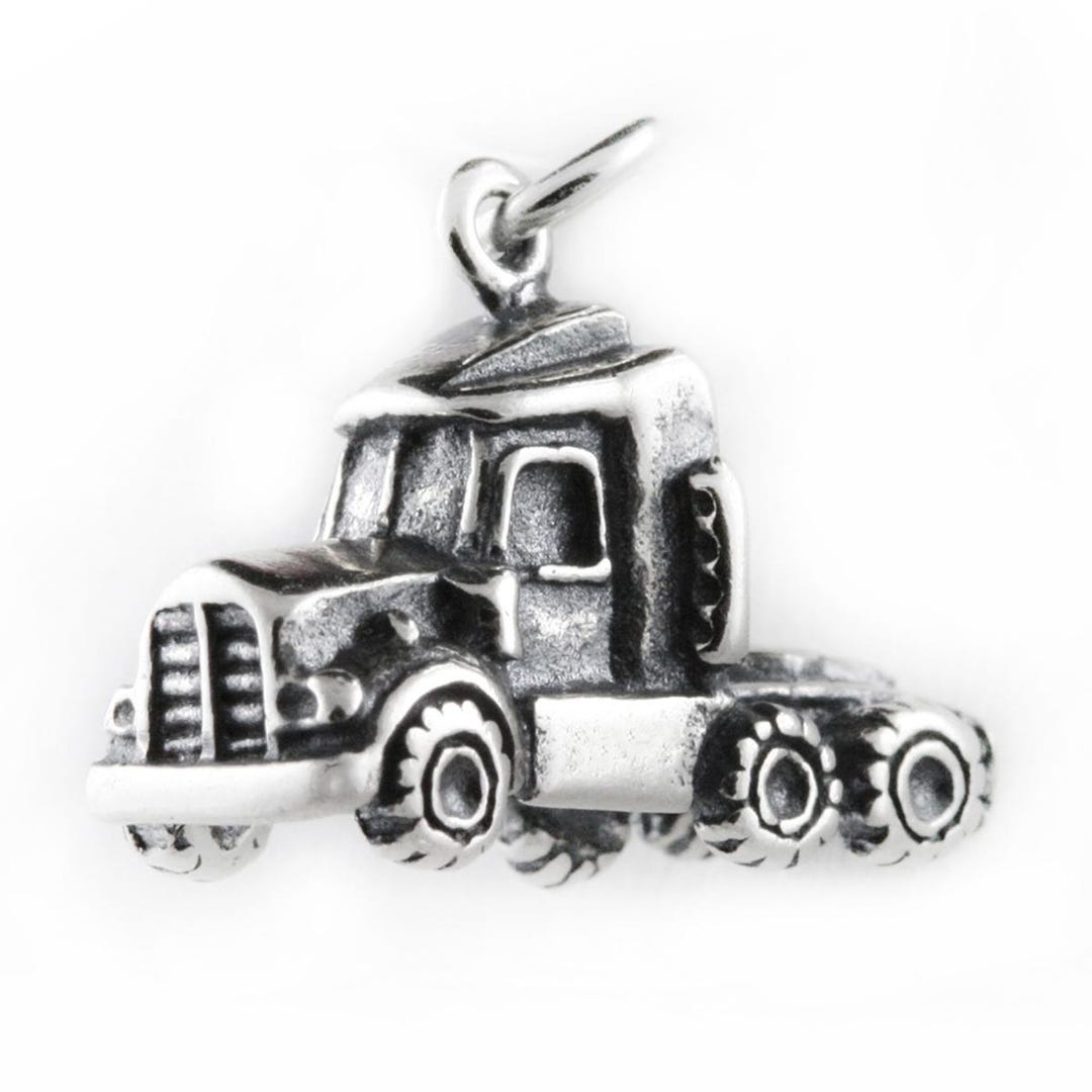 Semi Tractor Trailer Truck Cab 3D 925 Solid Sterling Silver Charm, Big ...